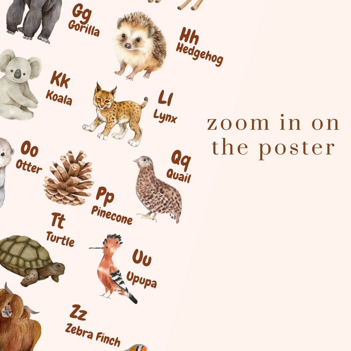 Woodland Alphabet Poster Printable ABC Wall Art Alphabet Print ABC ...