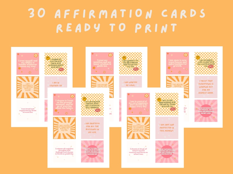 Positive Affirmation Cards Printable Card Deck 30 Daily - Etsy