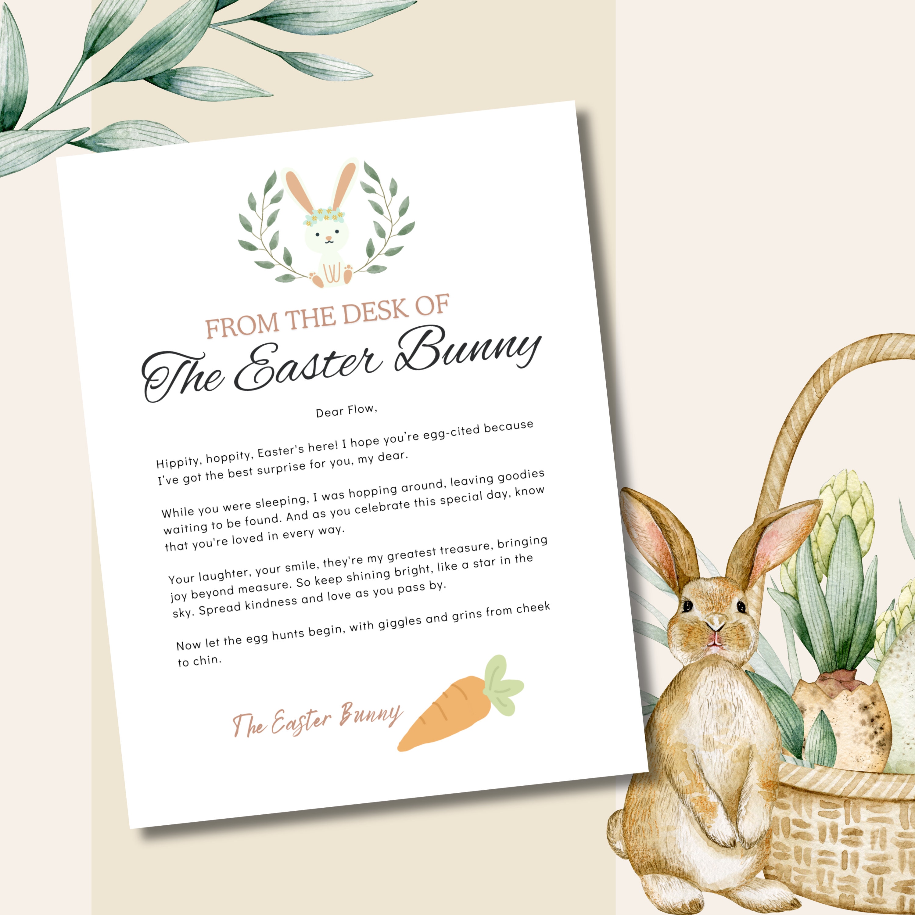 Easter Bunny Letter Editable Printable Easter Gift Official Letter From ...