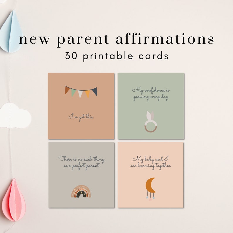 New Parent Affirmation Cards | 30 Printable Positive Affirmations | New Mom Affirmations ...