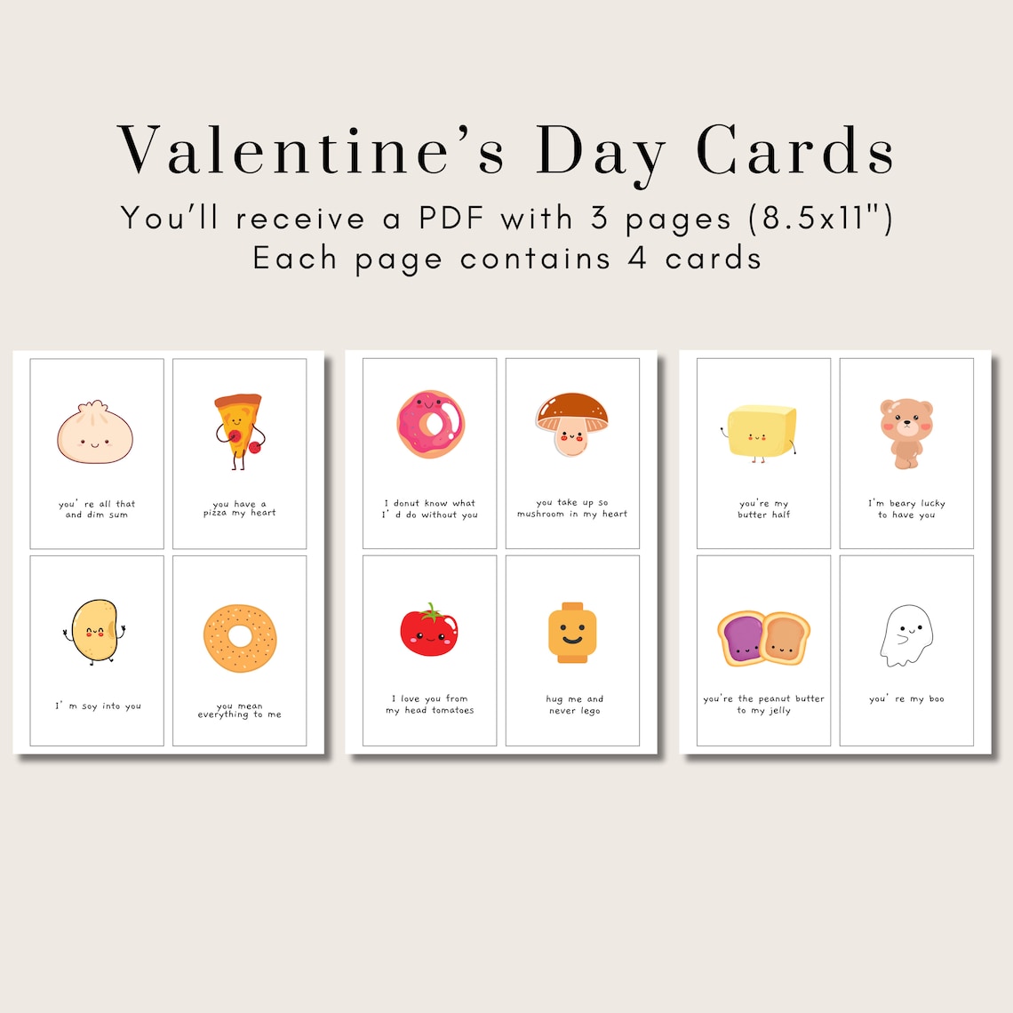 Punny Valentine's Day Cards: 12 Printable Love Puns (digital Download ...