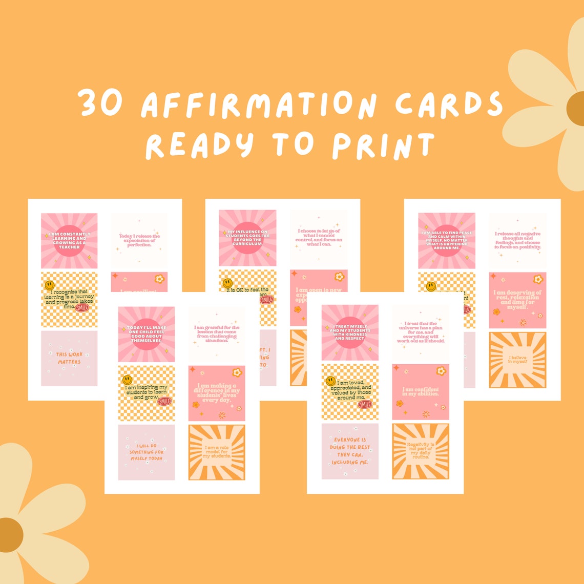 Teacher Affirmation Cards Printable Affirmation Cards New Teacher Gifts ...