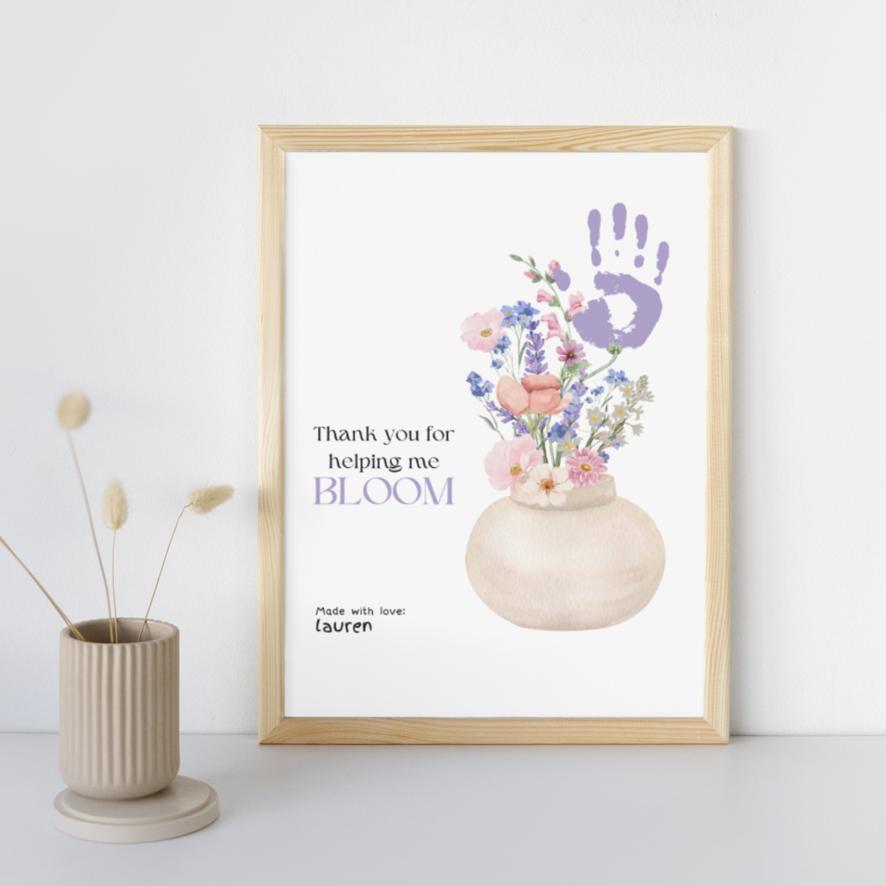 Teacher Appreciation Handprint Art: Floral Thank You Gift (digital ...
