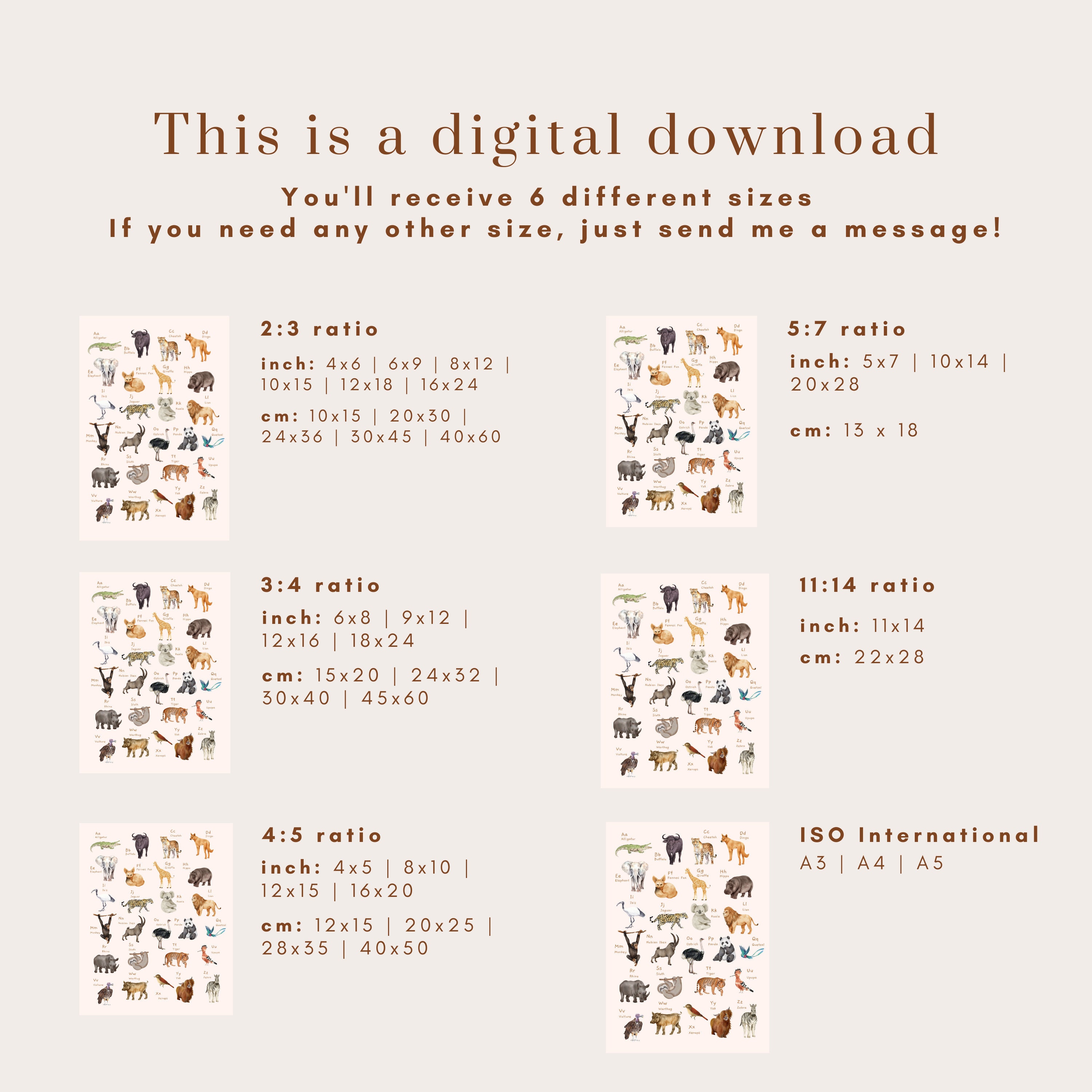 Safari Alphabet Poster | Printable ABC Wall Art | Alphabet Print | ABC ...