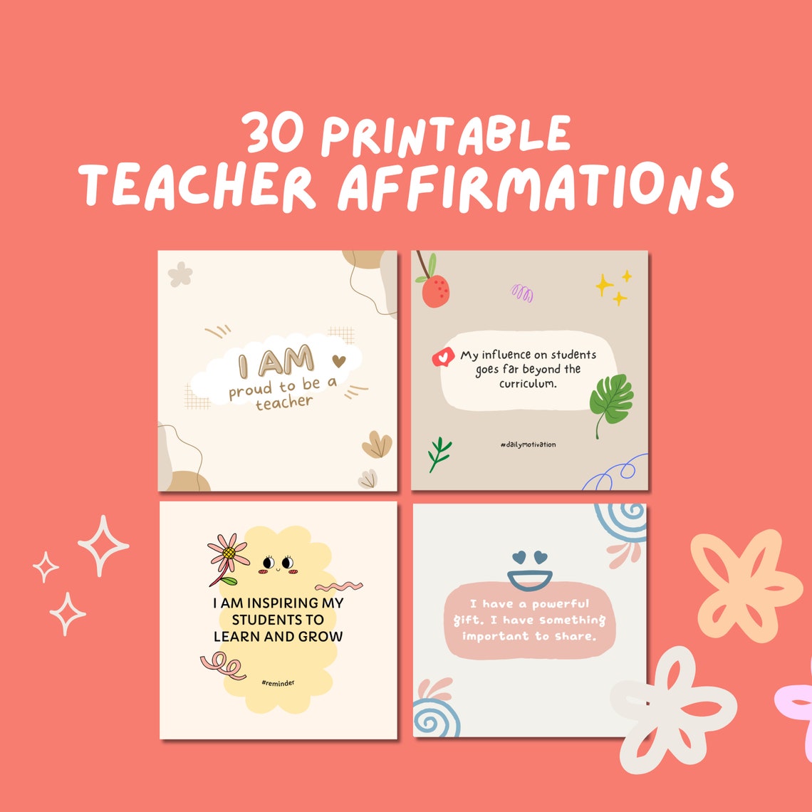 Teacher Affirmation Cards | Printable Affirmation Cards | New Teacher ...