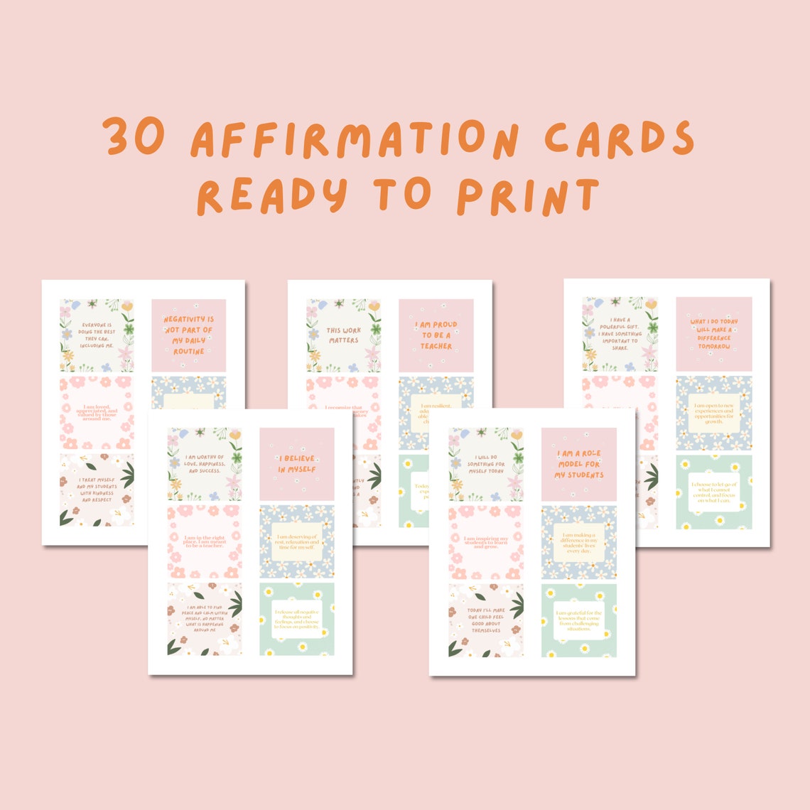Teacher Affirmation Cards Printable Affirmation Cards New Teacher Gifts ...
