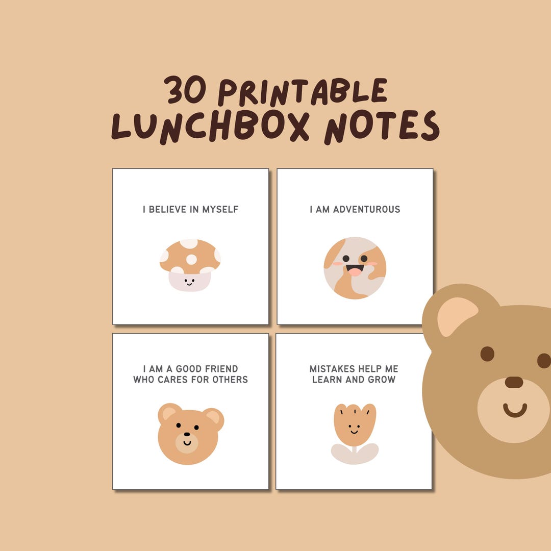 Printable Lunchbox Affirmation Cards for Kids: Positive Notes (digital ...