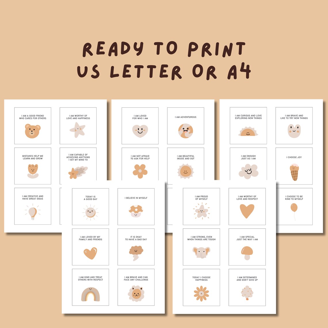 Kids Positive Affirmation Cards Set of 30 Printable Children ...