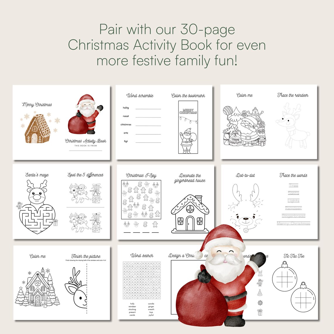 Kids Christmas Advent Activity Cards: 32 Printable Winter Activities ...
