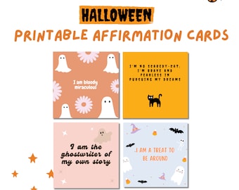 Halloween Affirmation Cards: 30 Printable Positive Quotes (digital ...