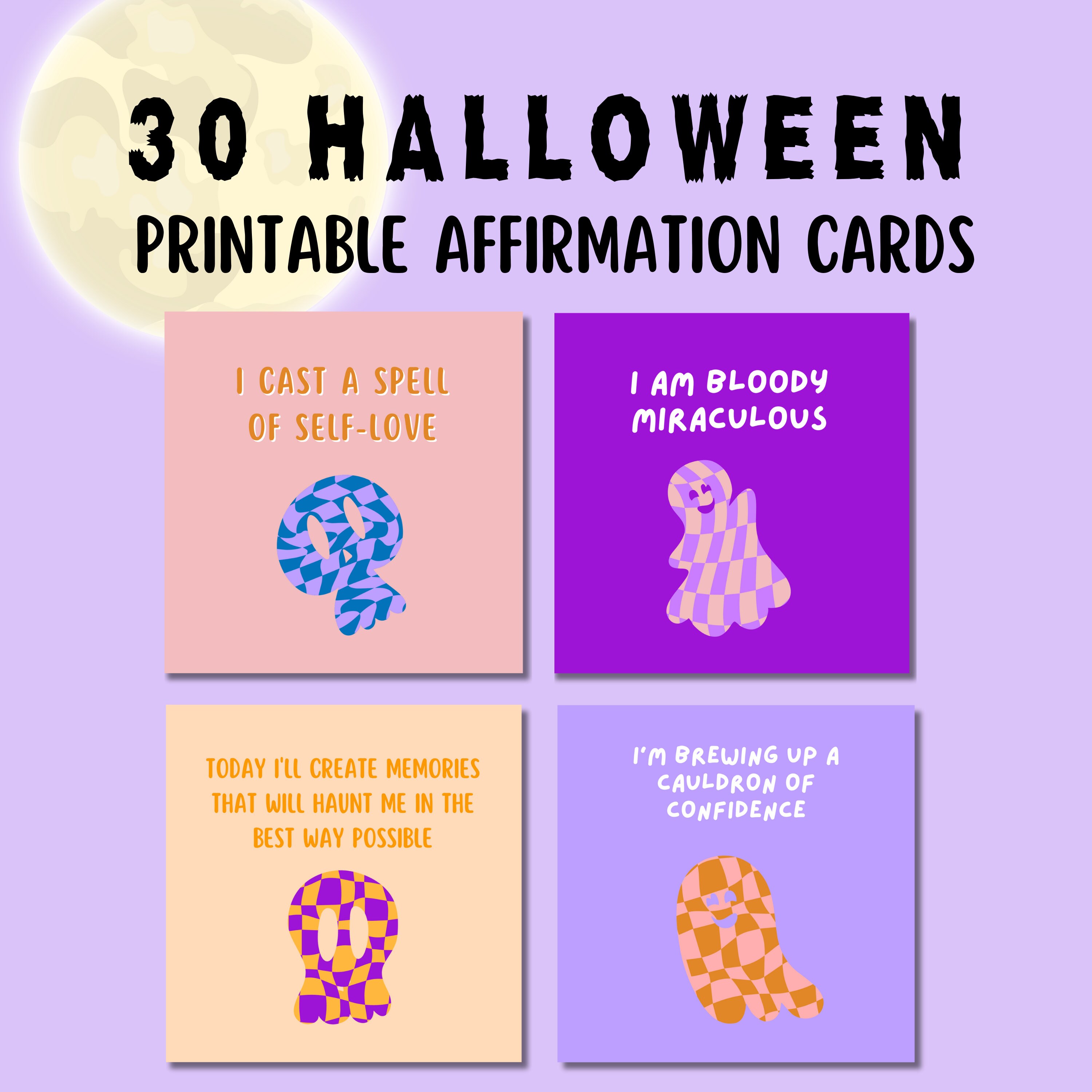 Halloween Affirmation Cards | Printable Card Deck 30 Daily Positive ...