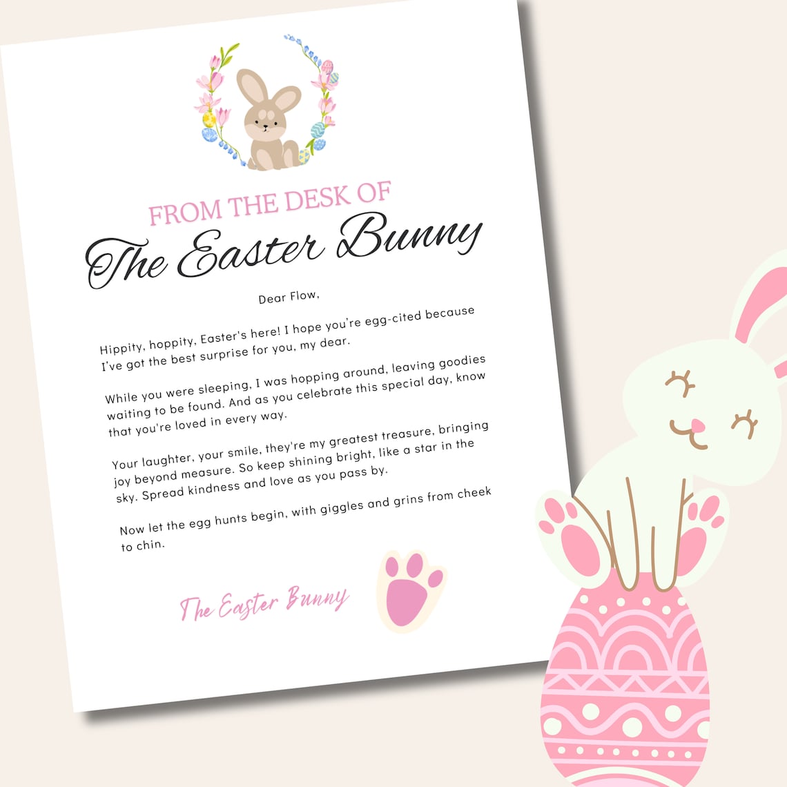 Easter Bunny Letter Editable Printable Easter Gift Official Letter From ...