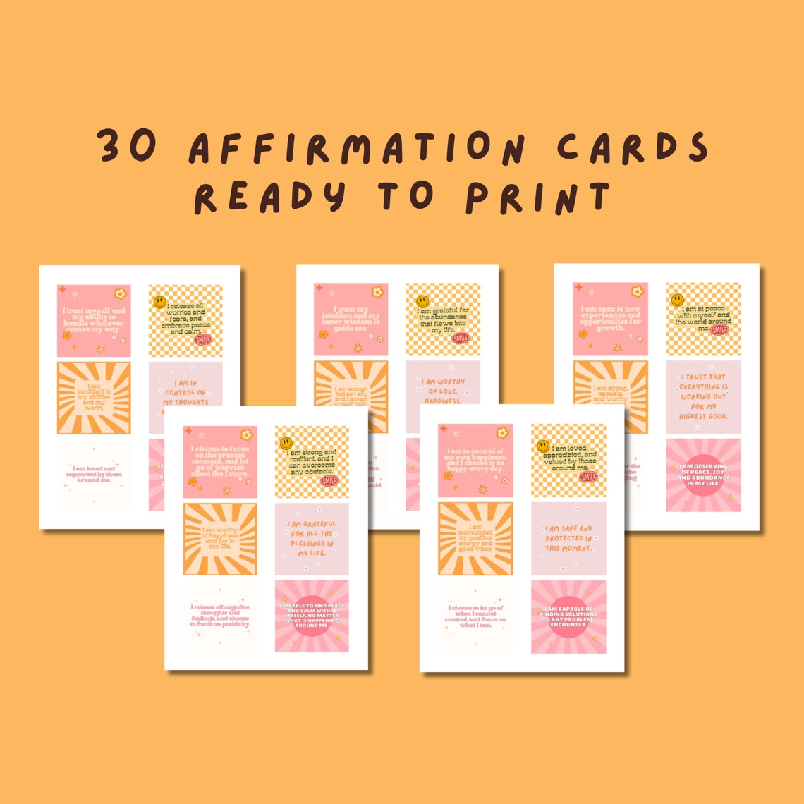 Positive Affirmation Cards Printable Card Deck 30 Daily Positive ...