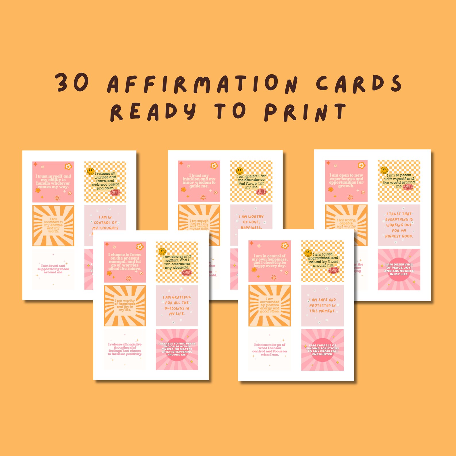 Positive Affirmation Cards | Printable Card Deck 30 Daily Positive ...