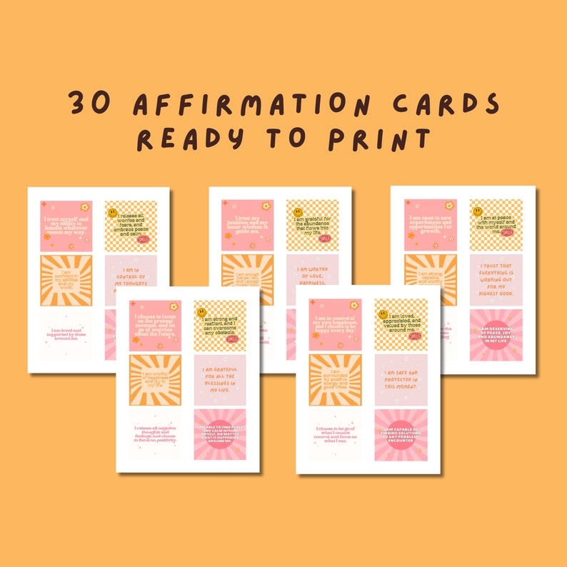 Positive Affirmation Cards | Printable Card Deck 30 Daily Positive ...