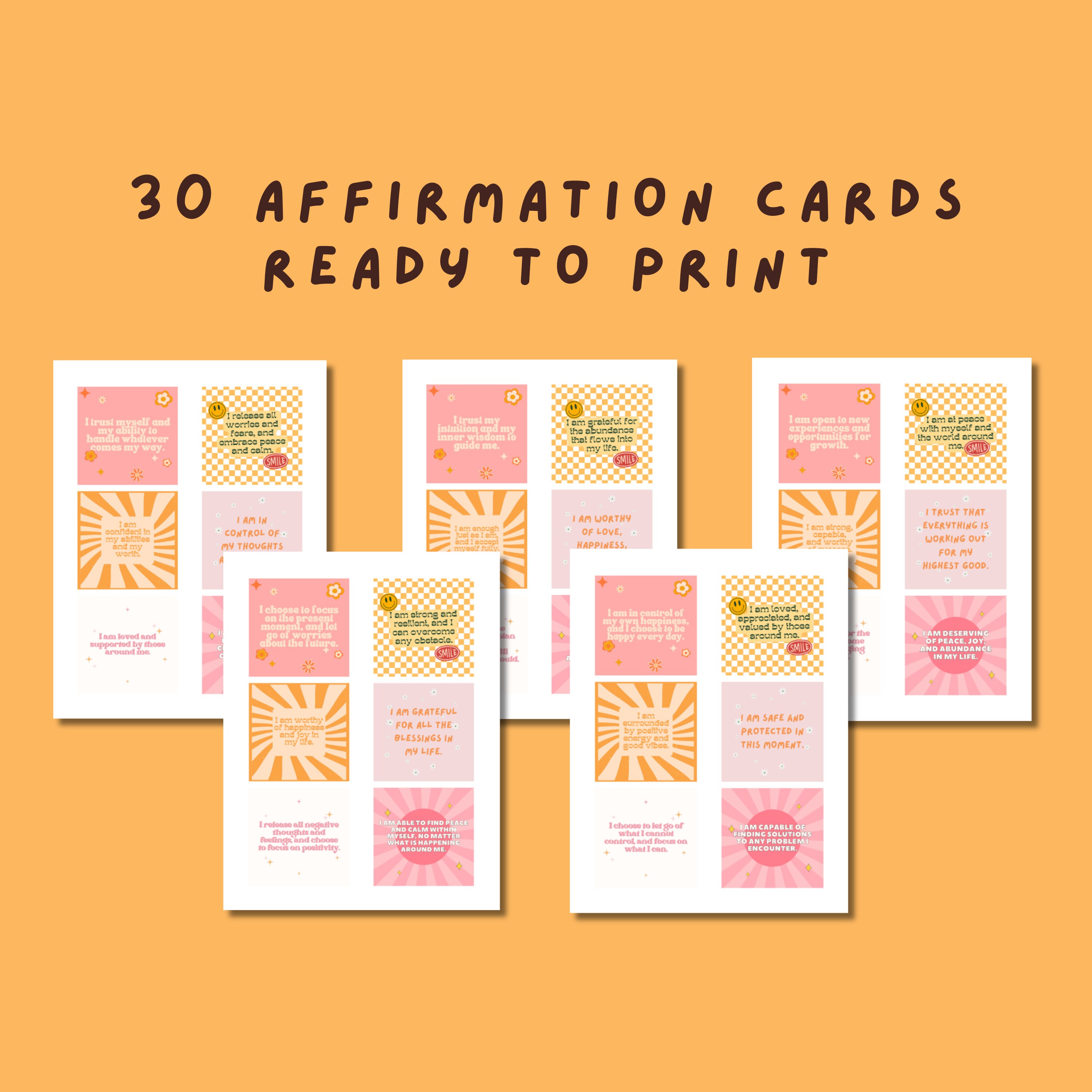 Positive Affirmation Cards | Printable Card Deck 30 Daily Positive ...