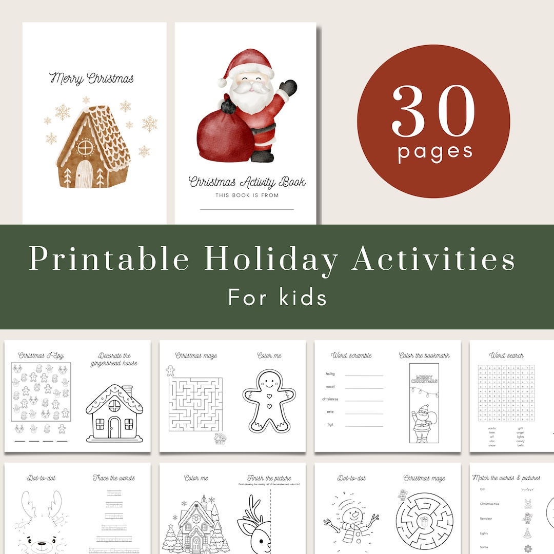 Printable Christmas Activity Book for Kids | Holiday Activity Pack ...