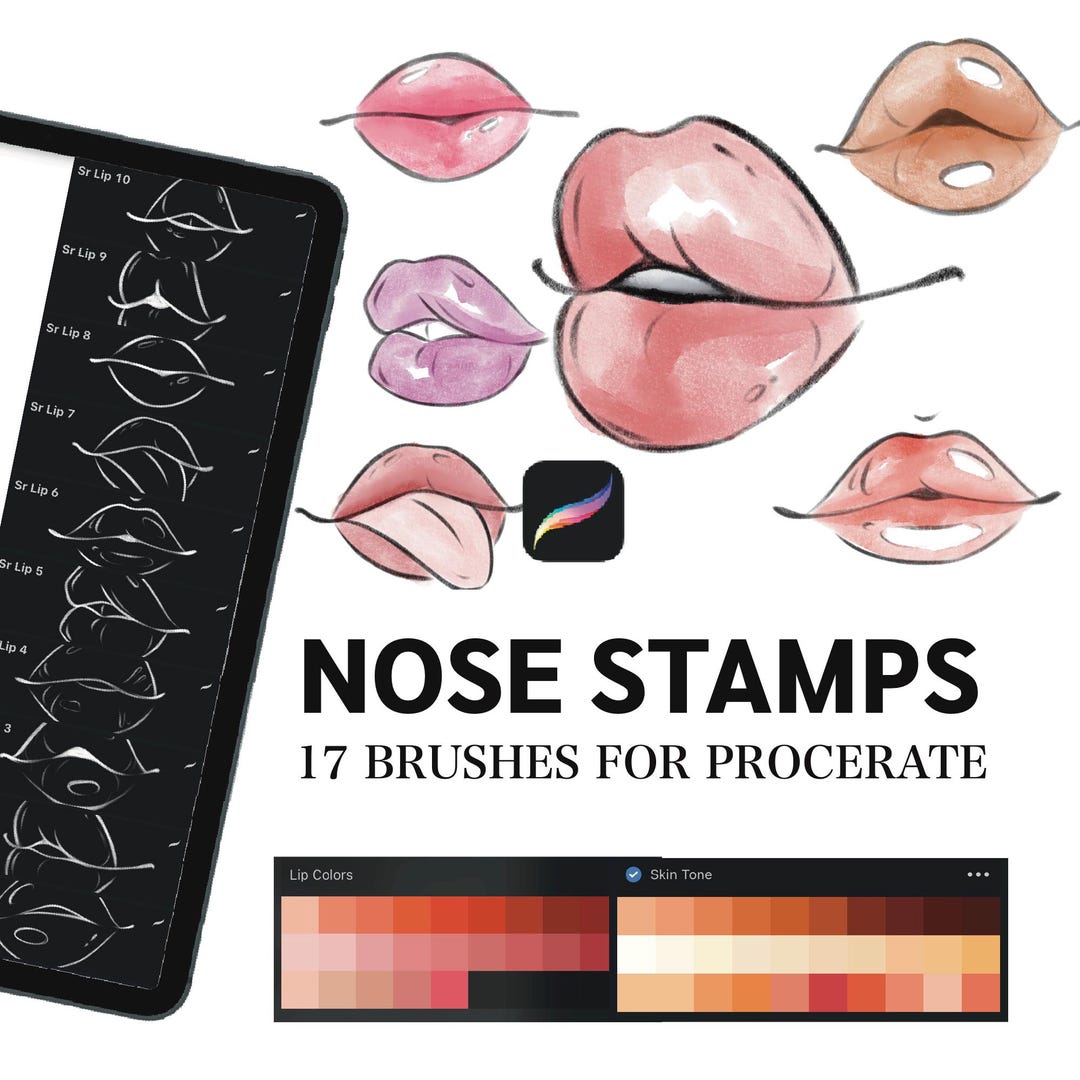 Procreate Lips Stamp Set, Procreate Lips Brushes, Procreate Lipstick ...
