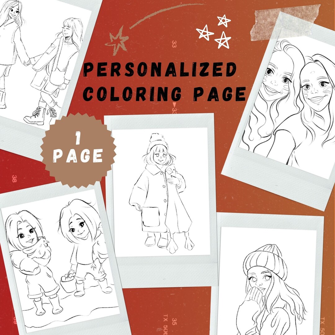 Custom Coloring Page Drawing From Photo Personalized Coloring Pages for ...