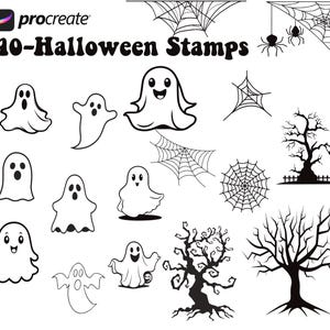 Procreate Cartoon Halloween Stamps (40 Stamps) for Easy Cartoon Web ...