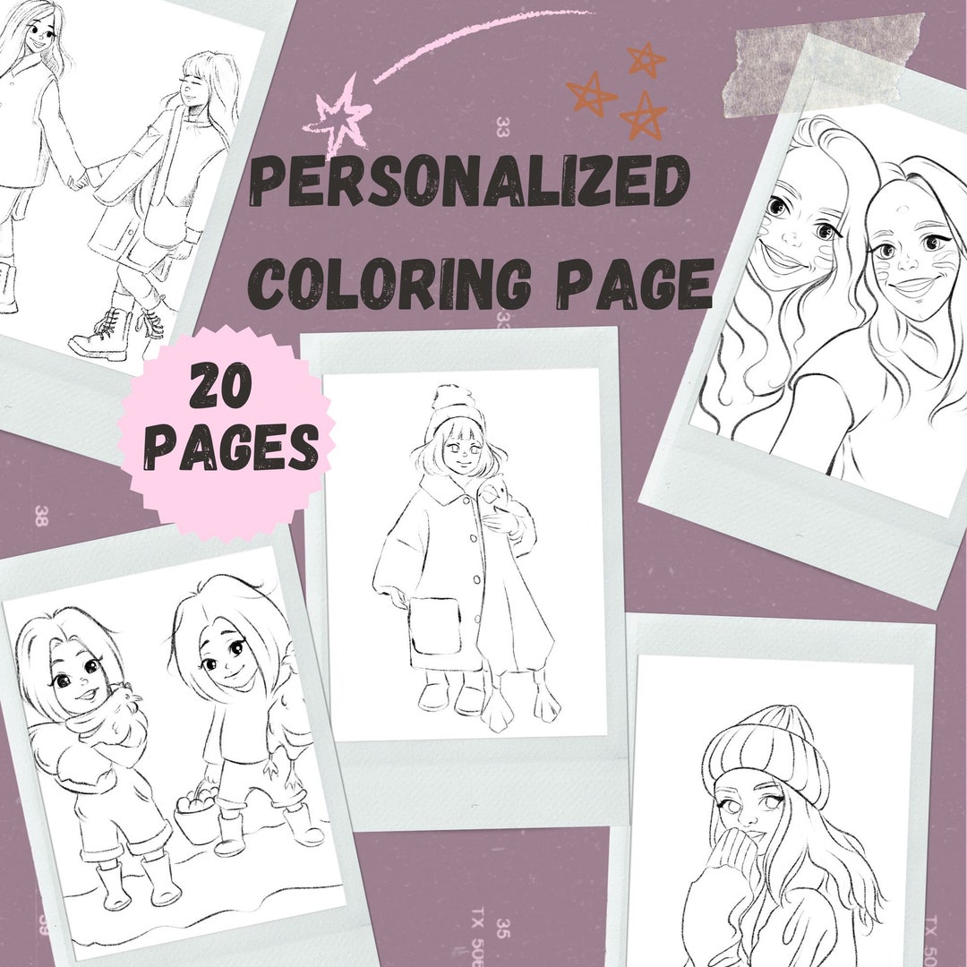 Custom Coloring Page Drawing From Photo Personalized Coloring Pages for ...