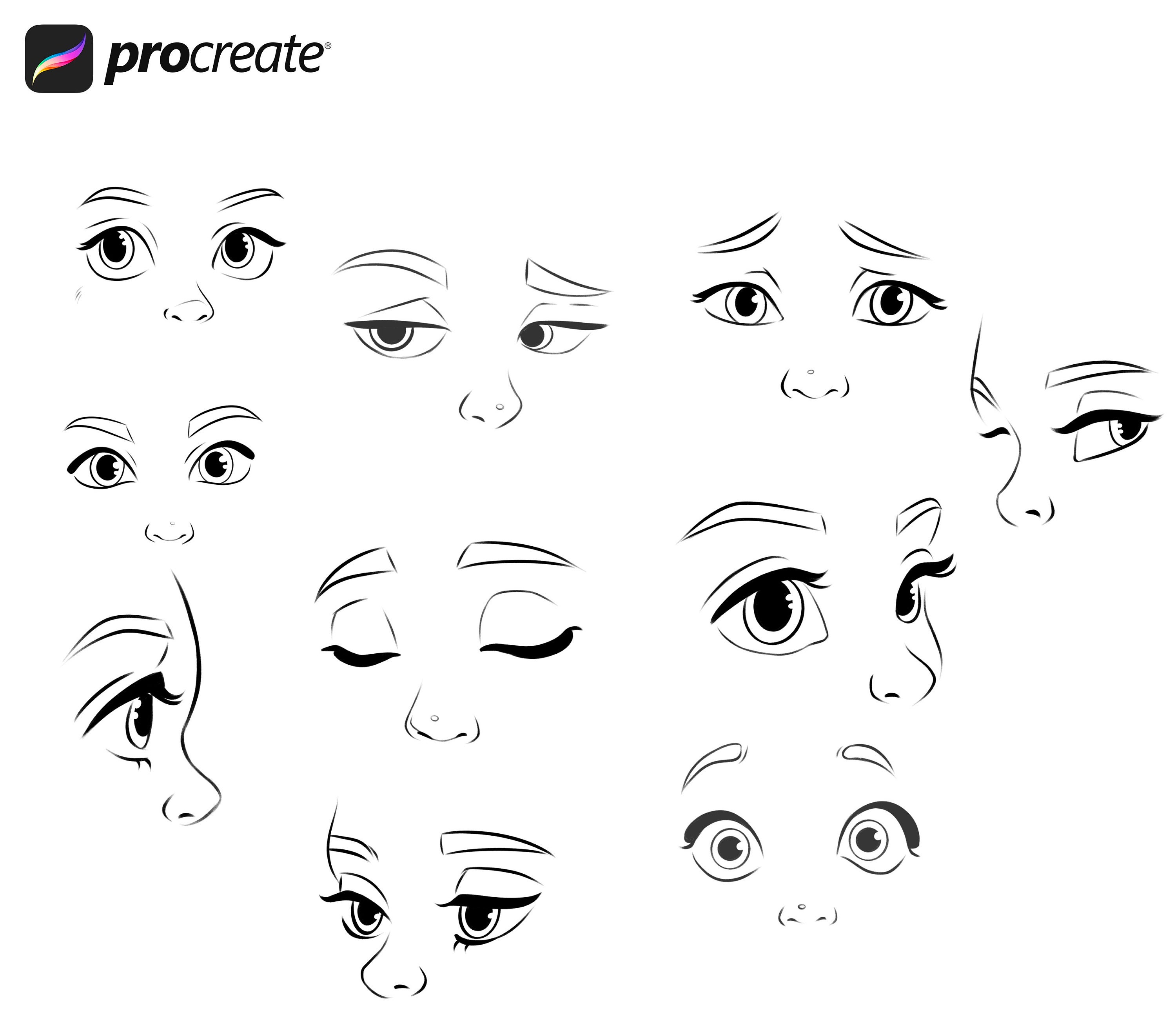 Procreate Face Emotions Stamps (10 Stamps), Easy Cartoon Style Stamp ...