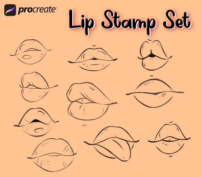 Procreate Lip Stamp Set 10 Stamps and 2 Drawing Brushes Easy - Etsy