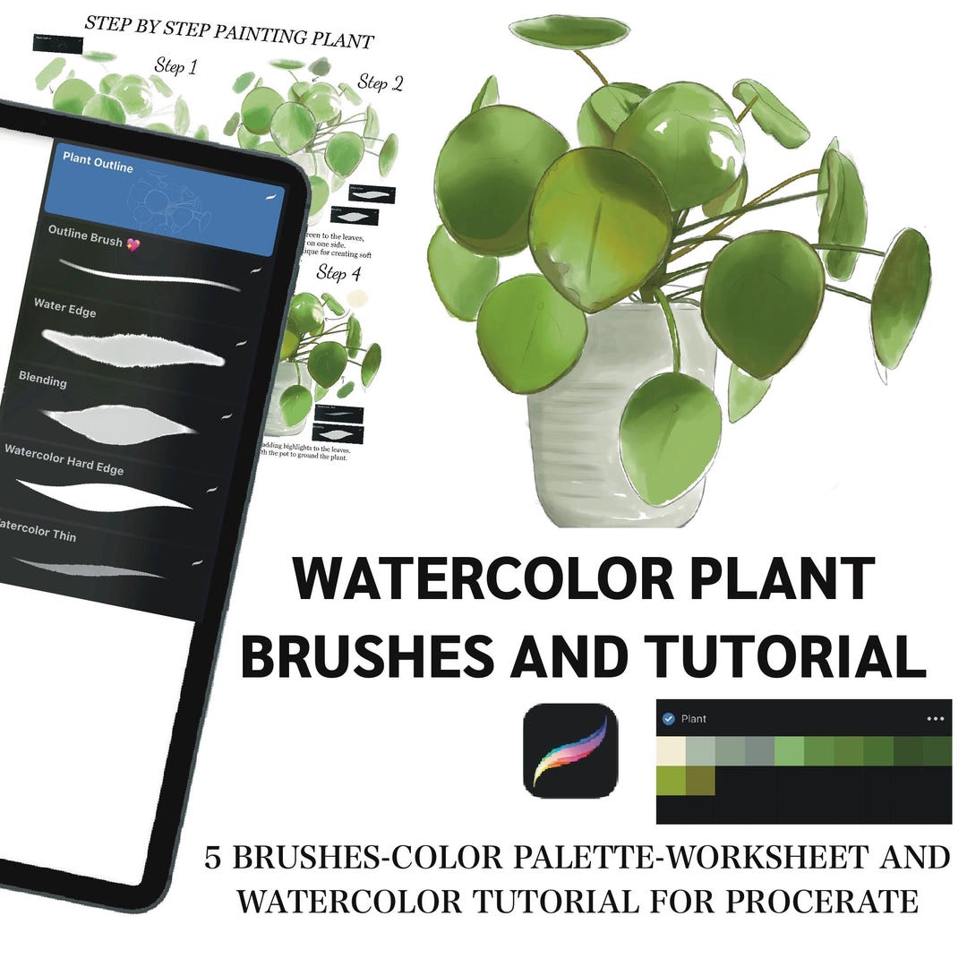 Procreate Plant Painting Brushes, Procreate Watercolor Painting ...