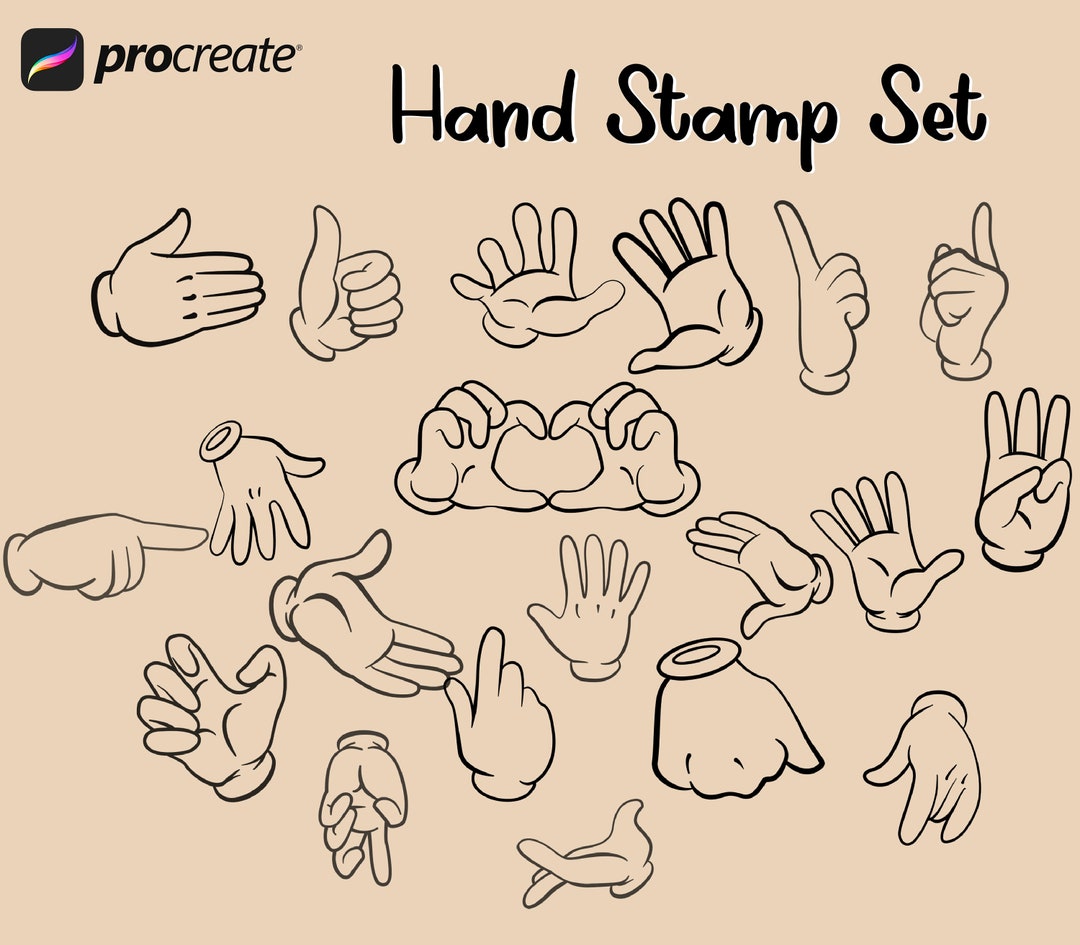 Procreate Cartoon Hand Stamps (20 Stamps + 1 Doodle Brush) for Easy ...