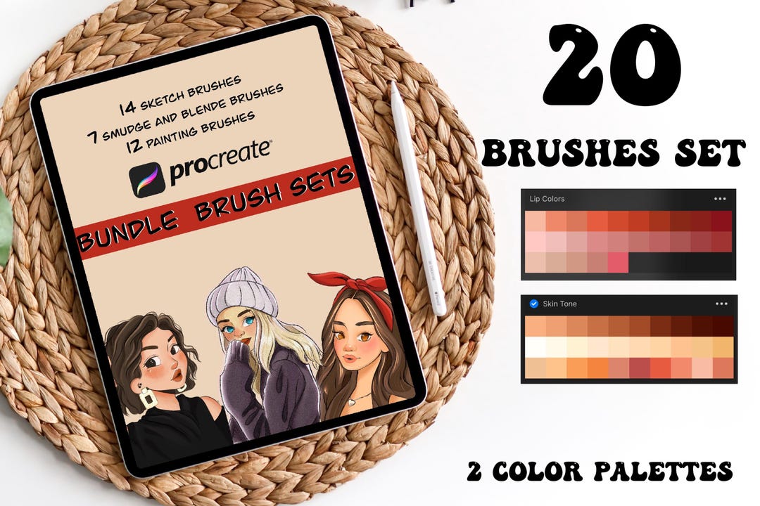 20 Procreate Drawing Brush Set, Brush Set Bundle, Detailed Realistic ...