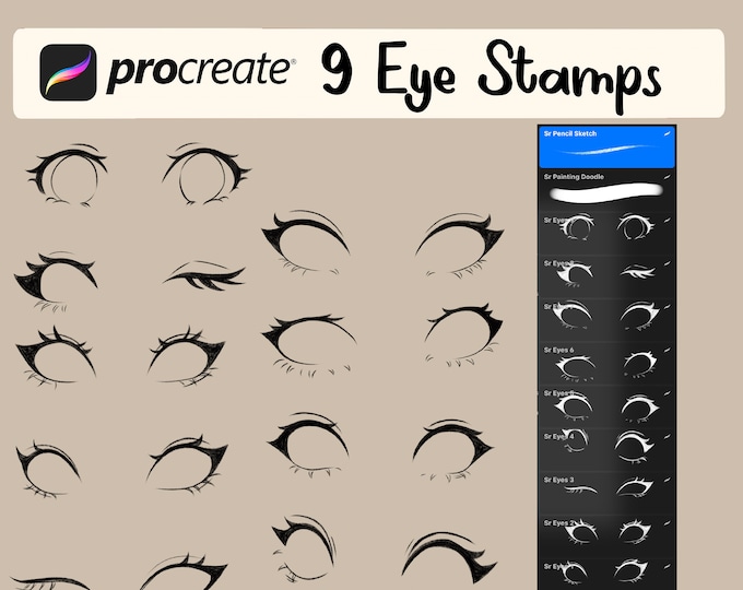 Procreate EYES Stamps 9 Stamps 2 Sketching Brushes Easy - Etsy