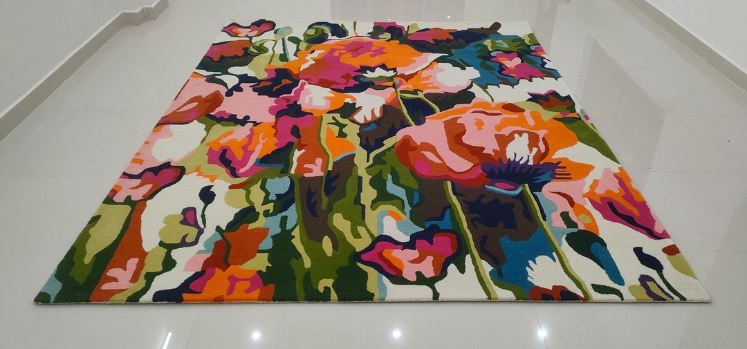 Area Rugs Brilliant Poppies Hand Tufted Anthropologie Woolen Carpet for ...