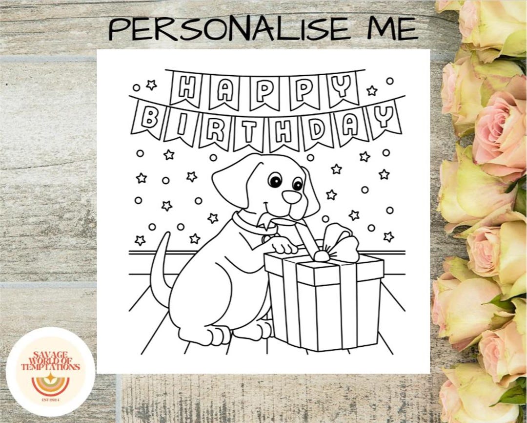 Happy Birthday Colour in Card, Colour Me In, Kids, Colour In, Gift for ...