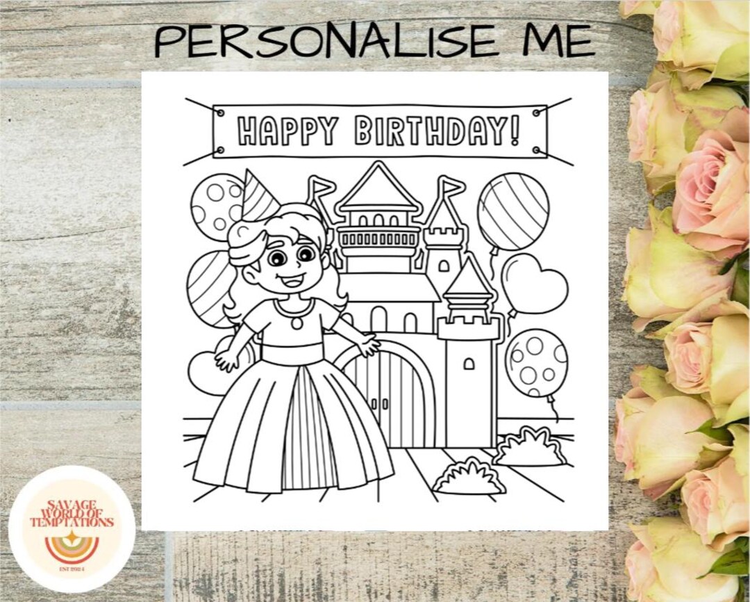 Happy Birthday Colour in Card, Colour Me In, Kids, Colour In, Gift for ...