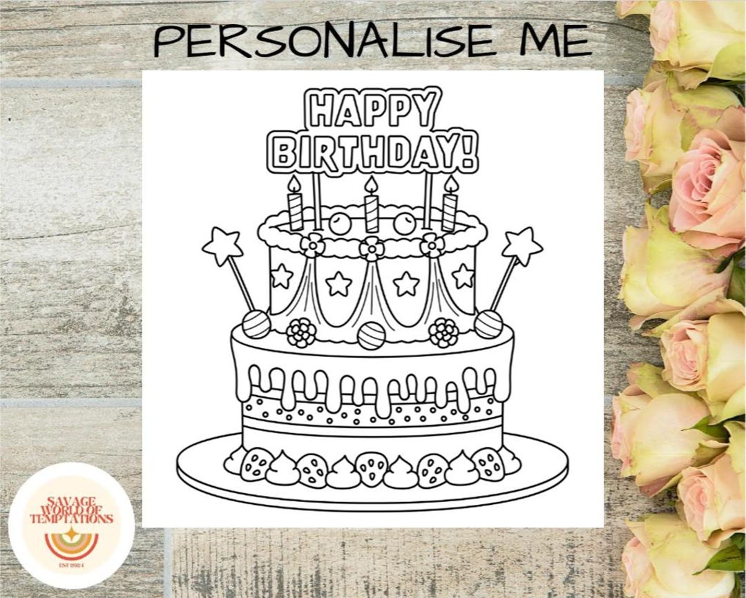 Happy Birthday Colour in Card, Colour Me In, Kids, Colour In, Gift for ...