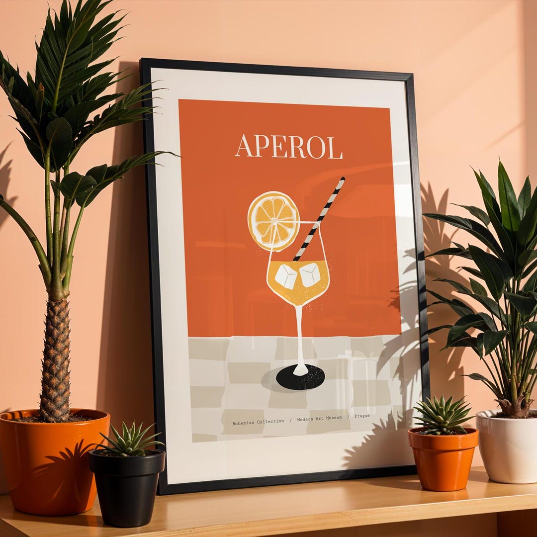 Aperol Spritz Wall Art Print Poster, Modern Cocktail Print in 5 Popular ...