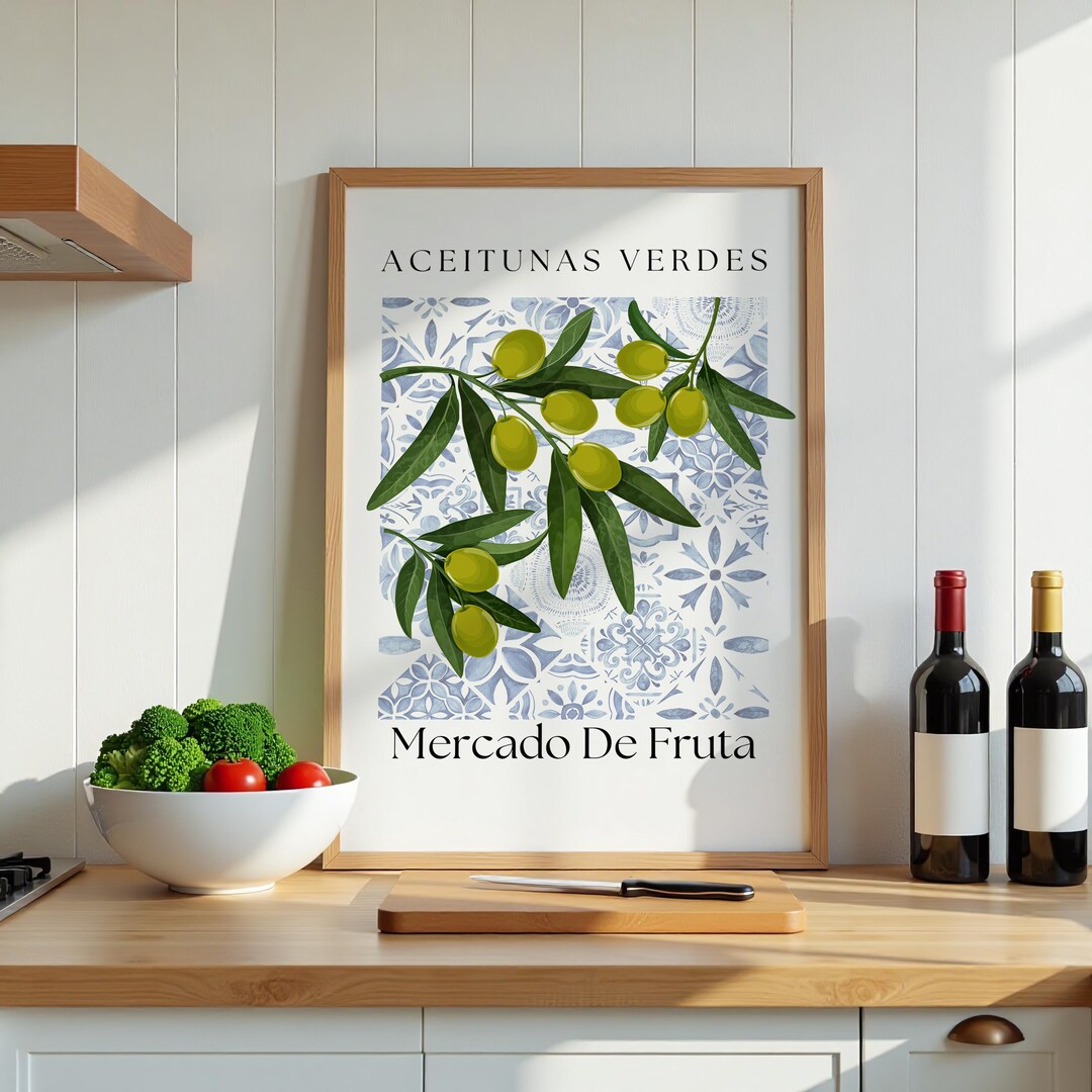 Olive Branch Kitchen Print | Spanish Tile Art, Mediterranean Decor ...