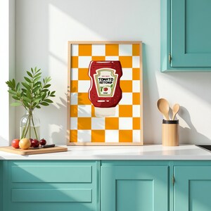 Ketchup Wall Art Print Retro Kitchen Decor Vintage Food Illustration ...