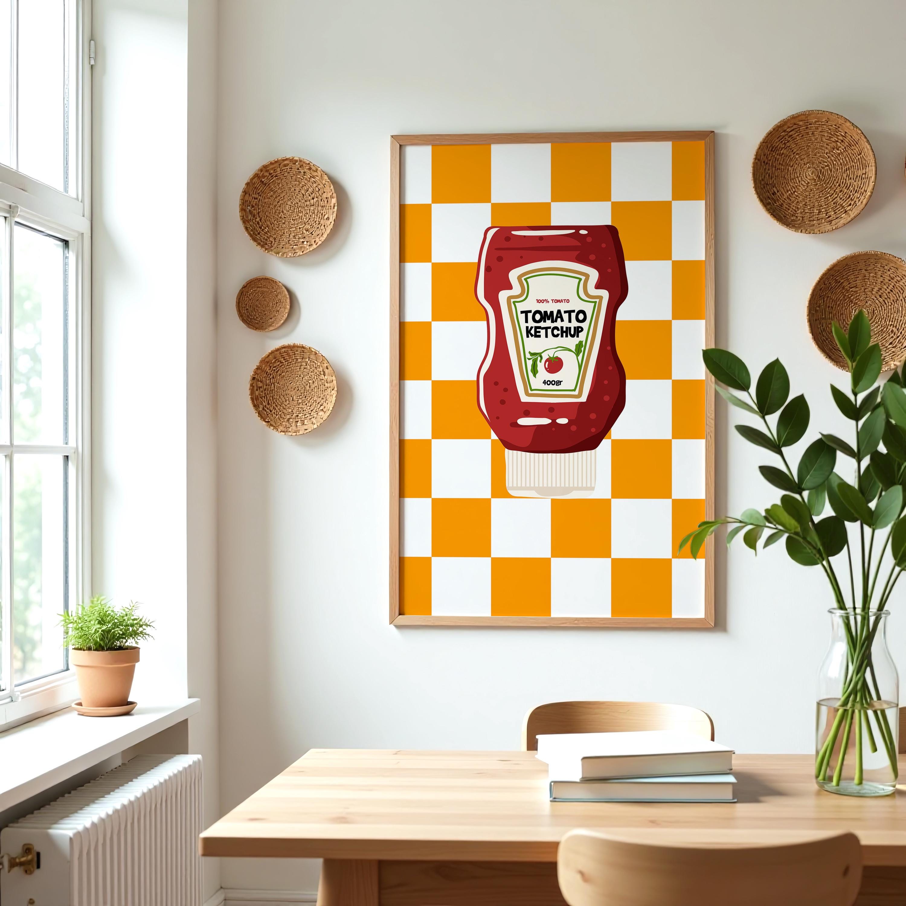 Ketchup Wall Art Print Retro Kitchen Decor Vintage Food Illustration ...