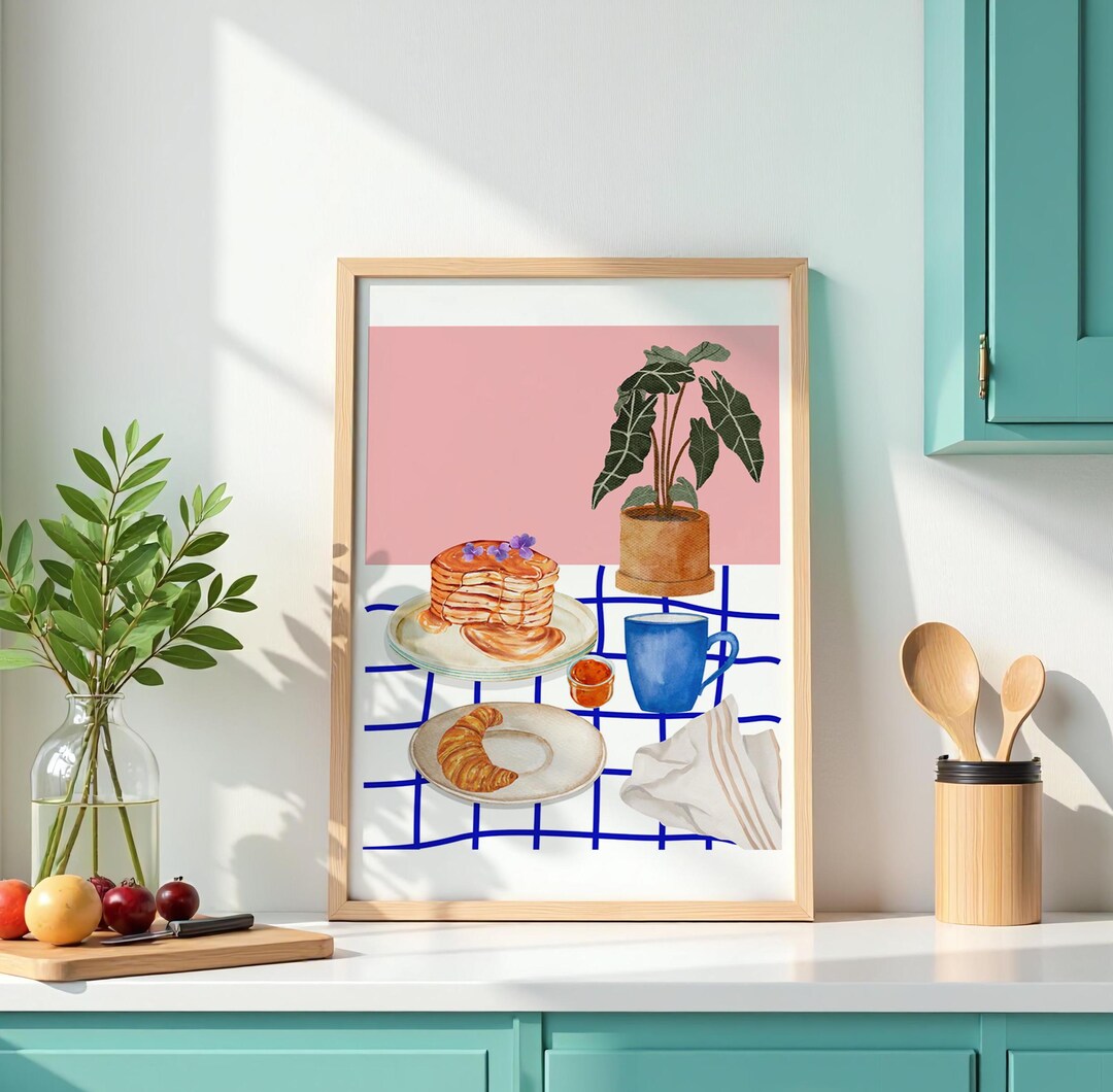 Breakfast Still Life Wall Art Watercolour Pancake Print Café Kitchen ...