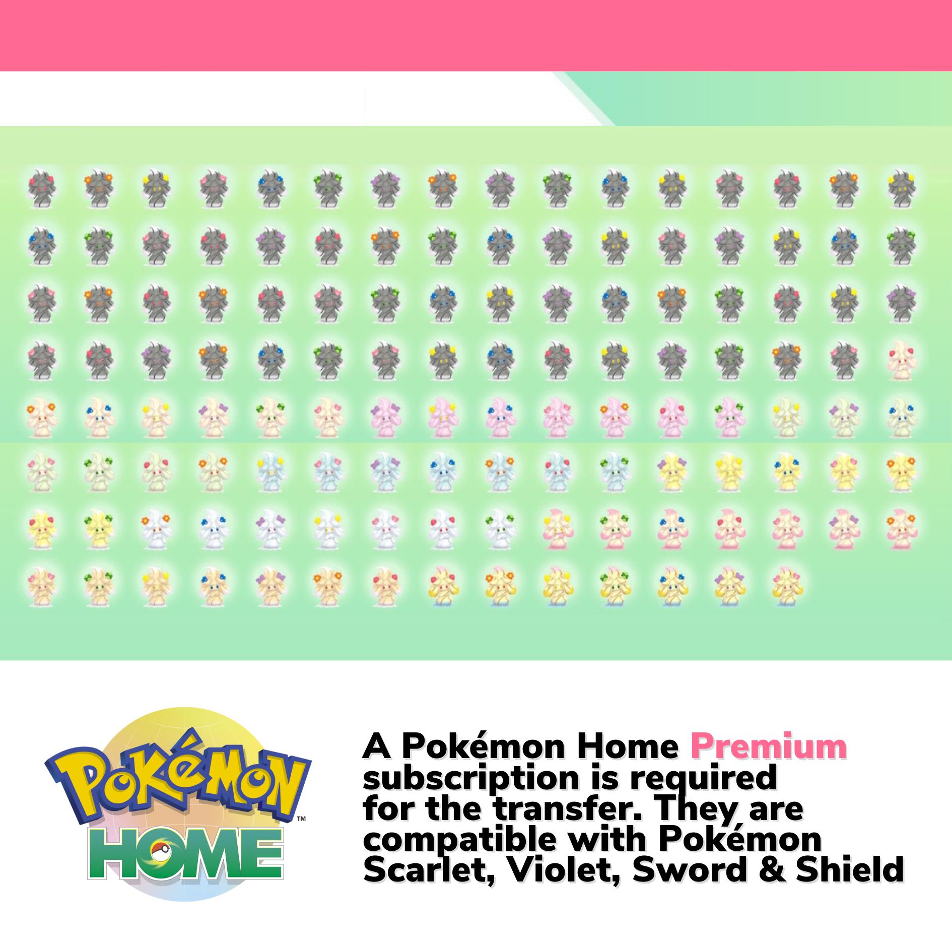 All Alcremie Pokémon HOME Complete Collection All the 63 Forms Shiny ...
