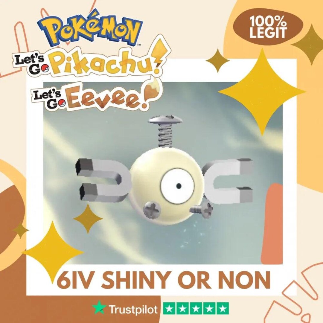 Magnemite Shiny or Non Shiny Pokémon Let's Go Pikachu Eevee Level 1 ...