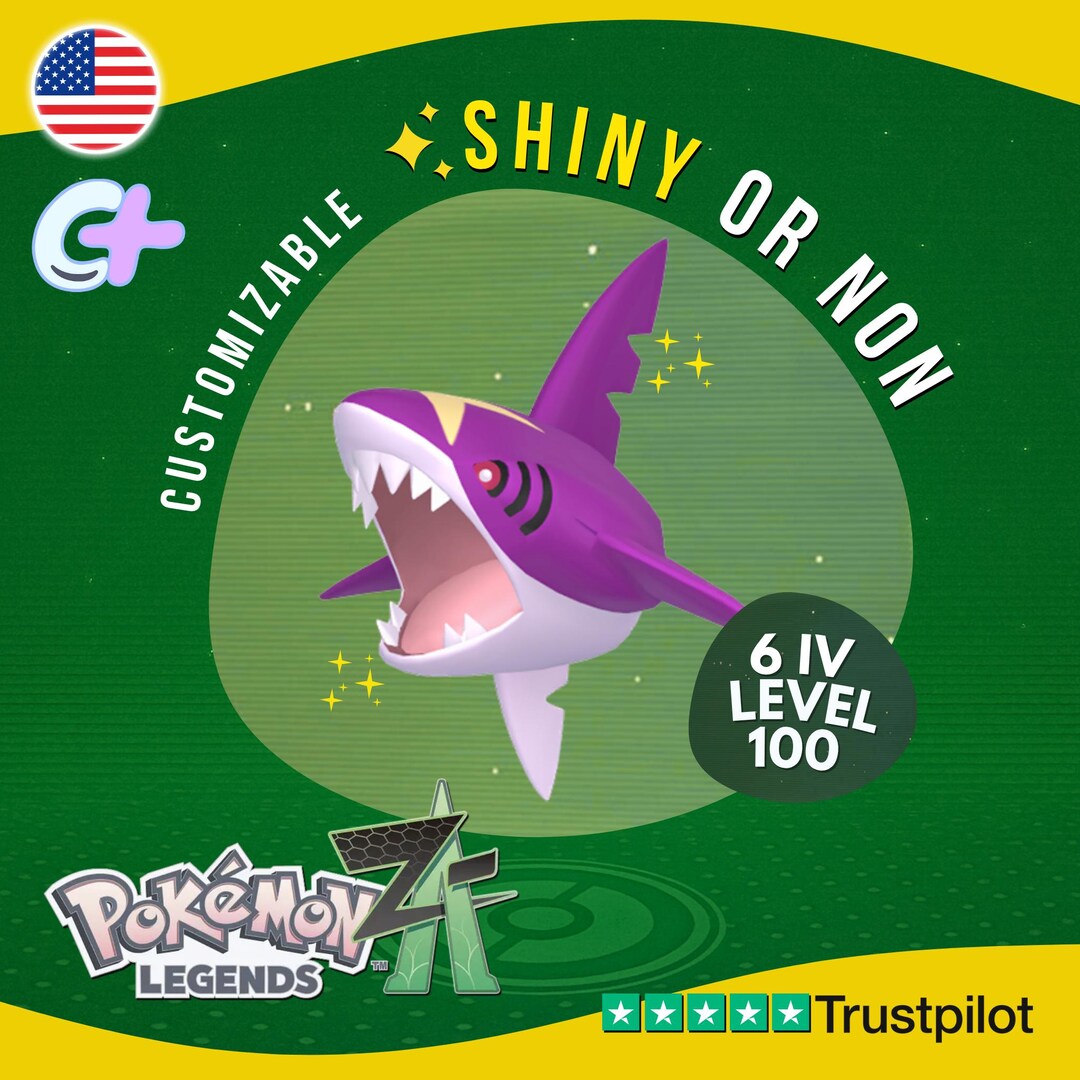 Sharpedo Shiny or Non 6 IV Pokémon Legends Z-A Competitive Customizable ...