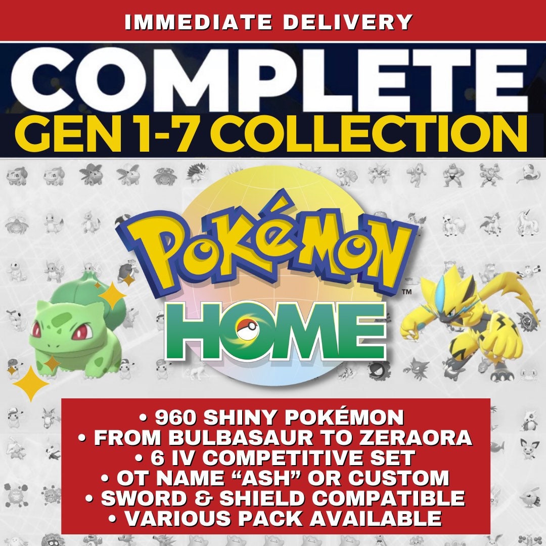 Pokémon Home Shiny Living Dex Generation 1-7 From Bulbasaur to - Etsy