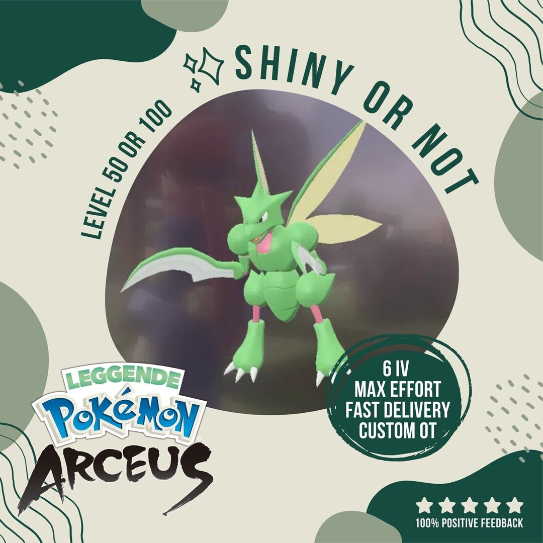 Scyther Shiny Legends Pokémon Arceus 6 IV Max Effort Custom OT Level ...