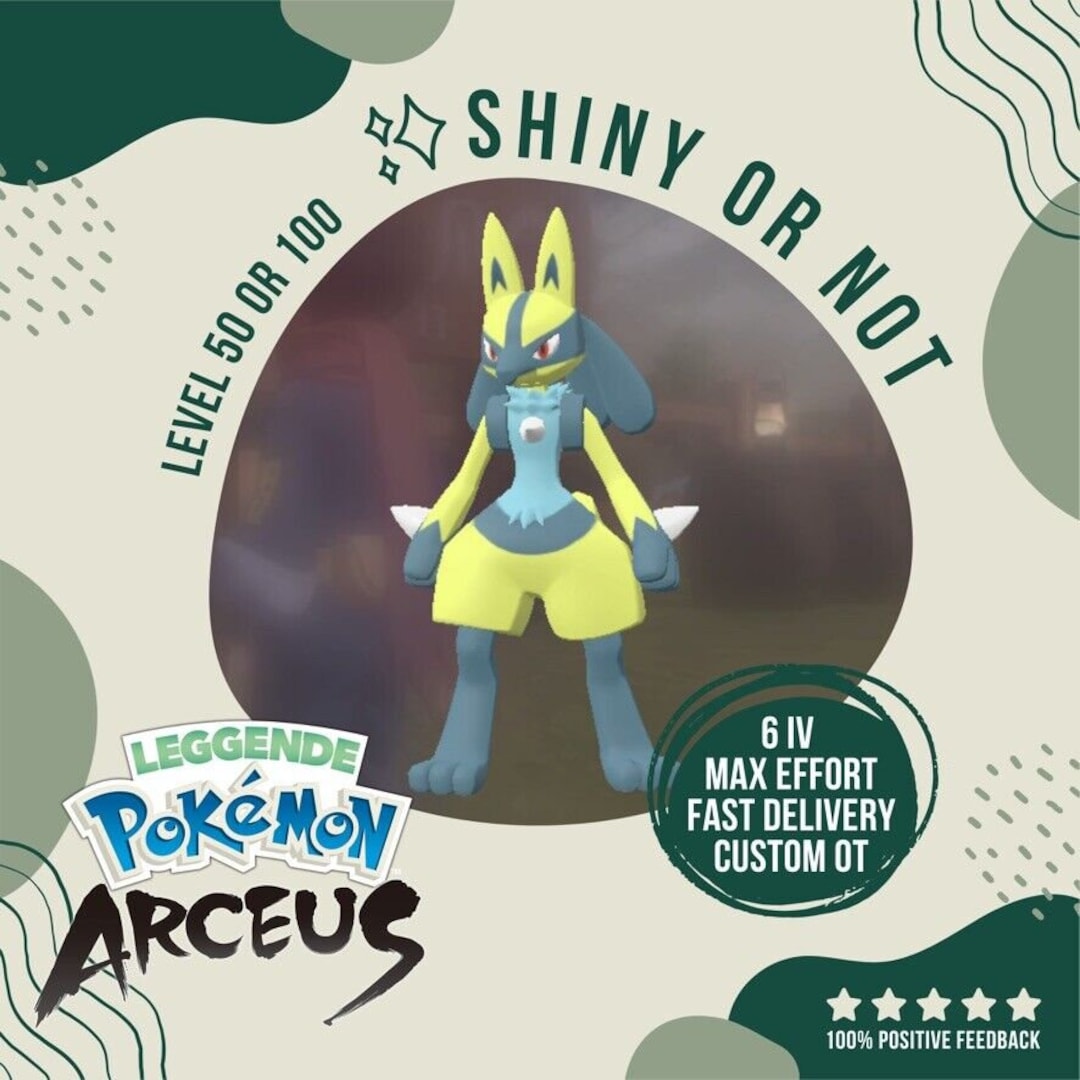 Lucario Shiny Legends Pokémon Arceus 6 IV Max Effort Custom OT Level ...