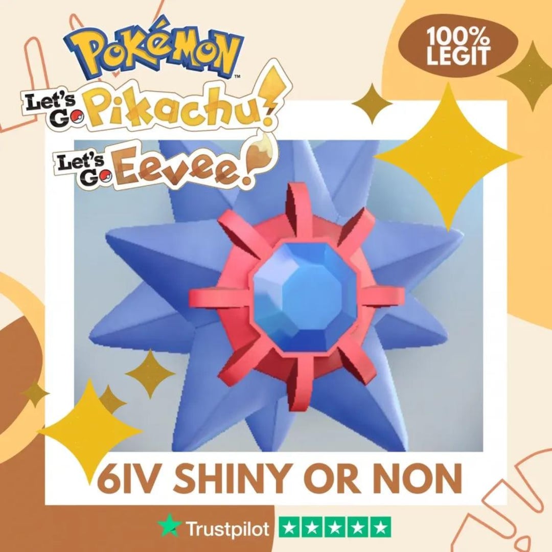 Starmie Shiny or Non Shiny Pokémon Let's Go Pikachu Eevee Level 100 ...