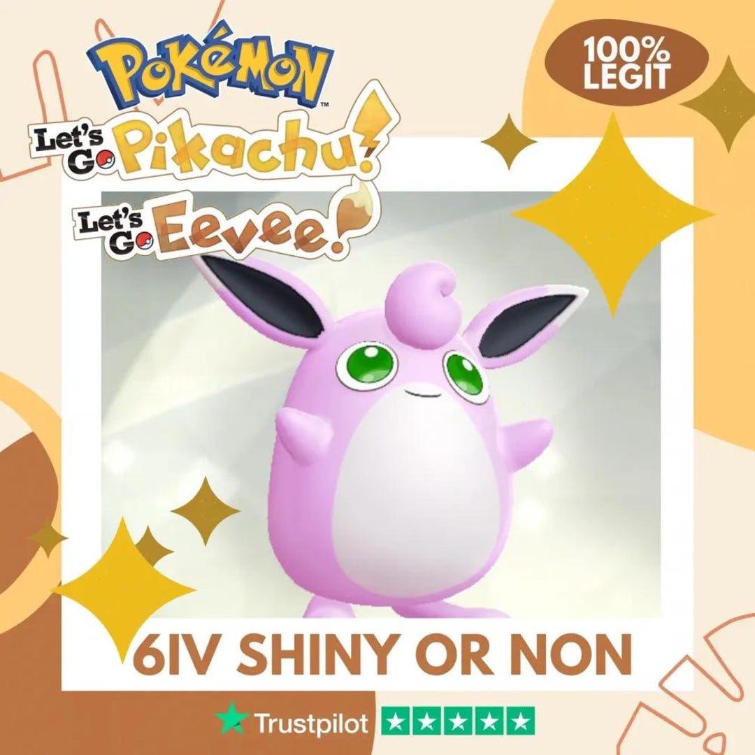 Wigglytuff Shiny or Non Shiny Pokémon Let's Go Pikachu Eevee Level 100 ...