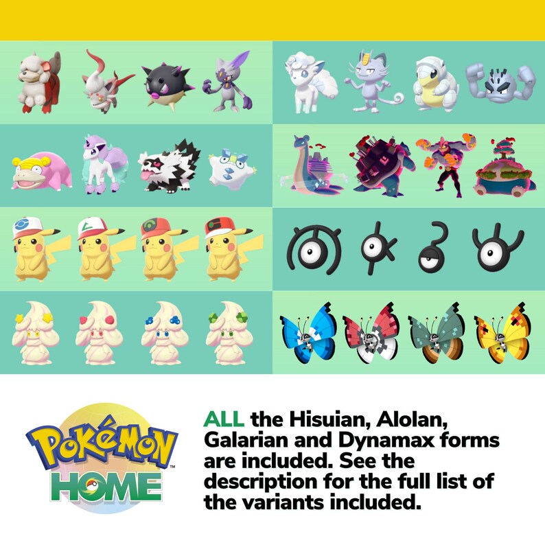 Pokémon HOME Shiny Living Dex 1300 Legit Pokedex OT Custom Complete ...