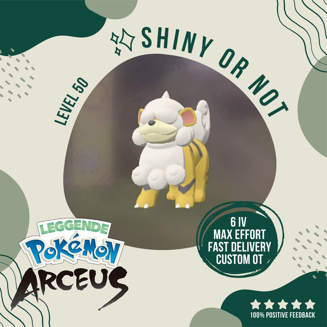Growlithe Shiny Legends Pokémon Arceus 6 IV Max Effort Custom OT Level ...